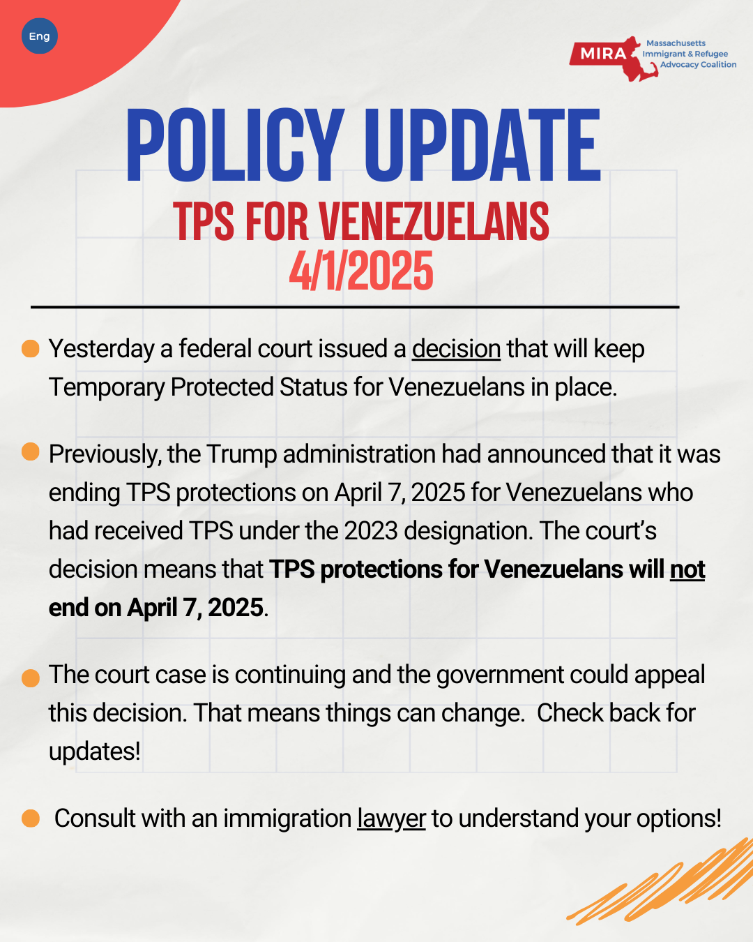 TPS for Venezuelans Policy Update 4/1/25 - MIRA Coalition
