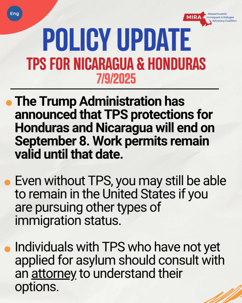 Policy Update - 7/2/2025 TPS for Honduras & Nicaragua - MIRA Coalition