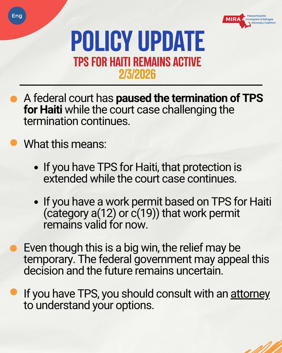 TPS for Haiti Remains Active / TPS pou Ayiti toujou aktif (2.3.2026 ...
